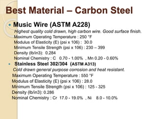 Material selection for springs | PPTX | Drawing and Sketching | Arts ...