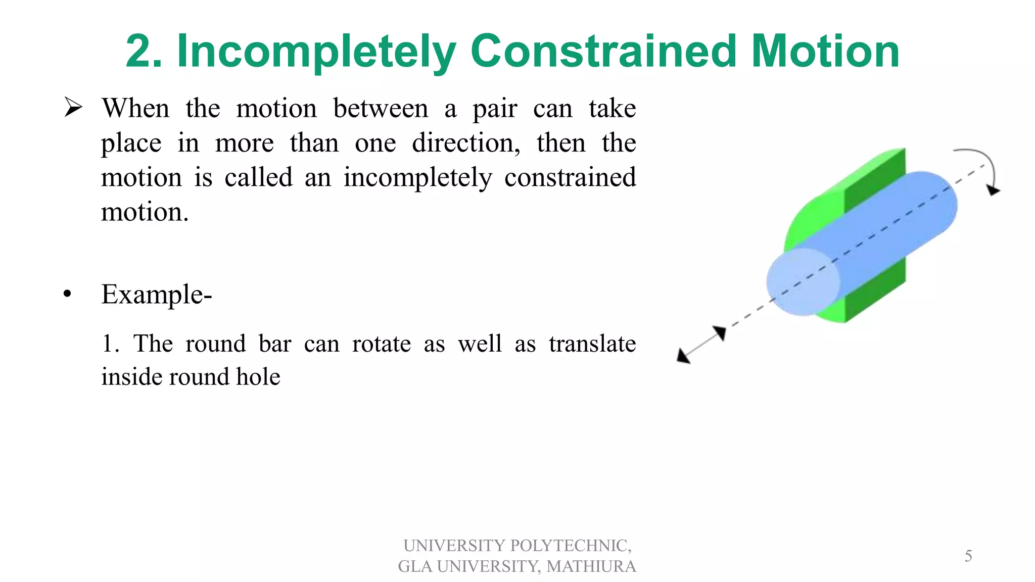 Dme 5201 tom lecture 3 4 constrained motion, types of joints, kutzback, joint, grubler,dof | PPTX
