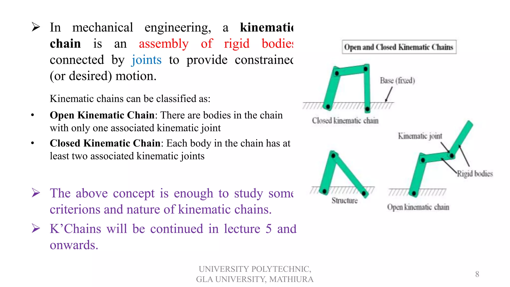 Dme 5201 tom lecture 3 4 constrained motion, types of joints, kutzback, joint, grubler,dof | PPTX