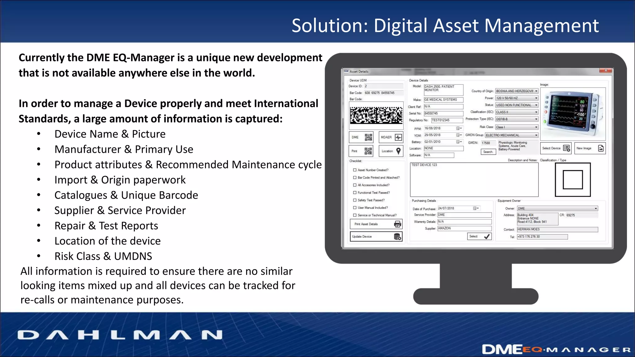 DME EQ Manager - Medical device management | PPT