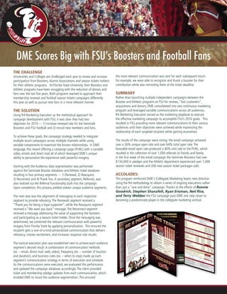 Fanatical powered by DME - Marketing Spotlight - FSU | PDF