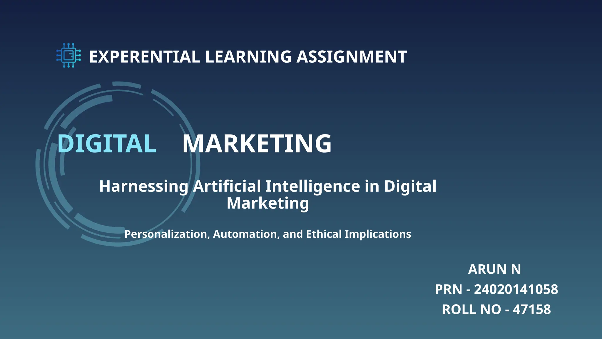 Digital marketing experiential learning assignment | PPTX