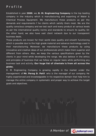 D. M. Engineering Company, Vasai, FRP Vessel | PDF