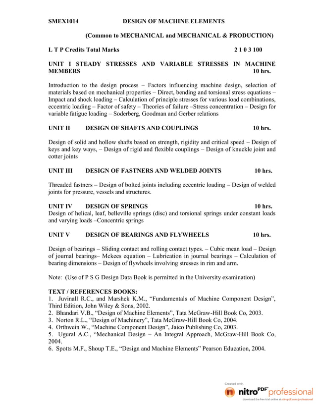 DESIGN OF MACHINE ELEMENTS NOTES.PDF SHARE | PDF | Physics | Science