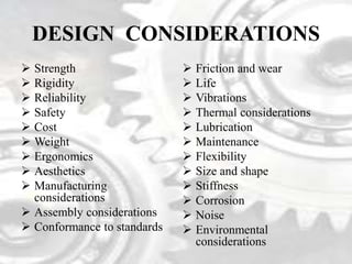 Design considerations and engineering materials | PPTX