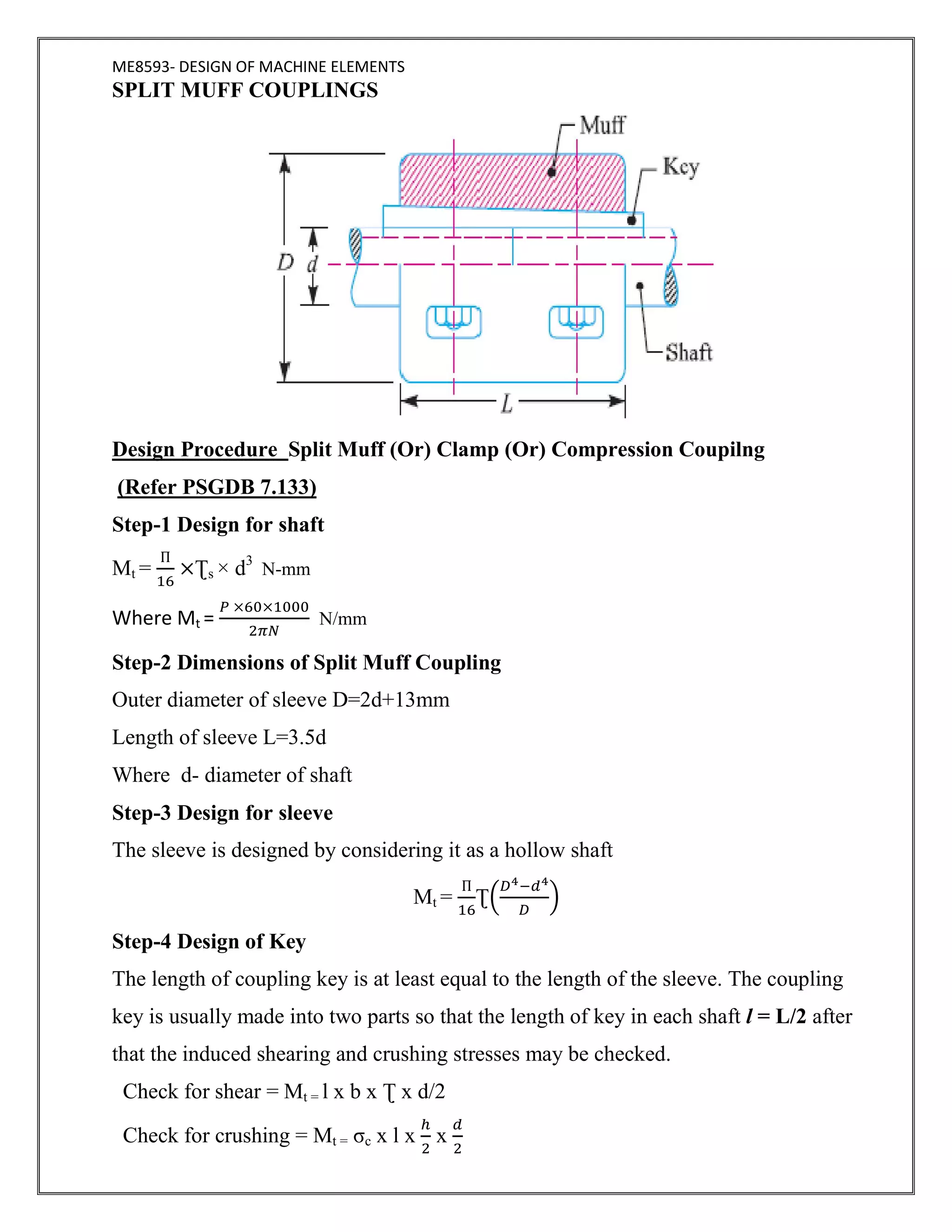 Design of Machine Elements- Unit 2 Procedures | PDF
