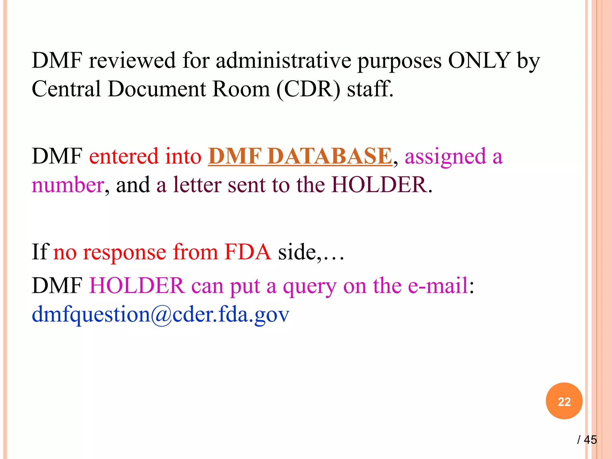 DMF -Drug Master File | PPT