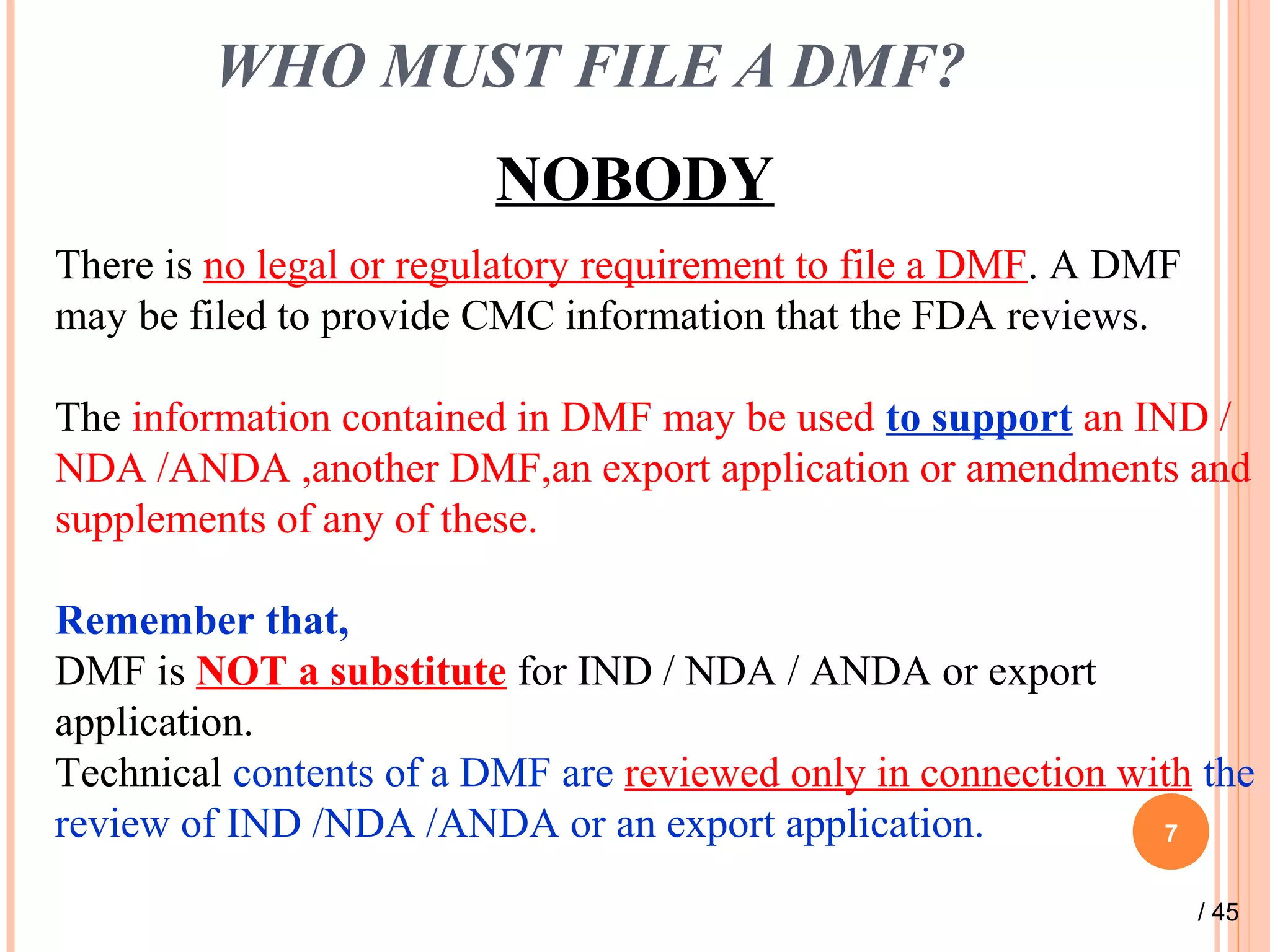DMF -Drug Master File | PPT