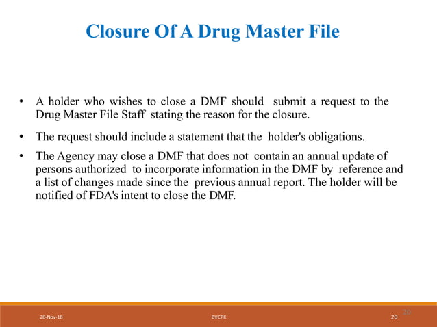 Drug master file | PPTX | Pharmaceutical Industry | Industries