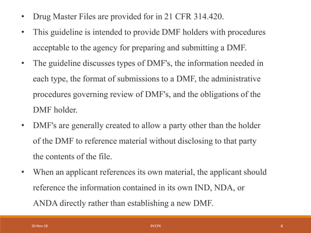 Drug master file | PPTX | Pharmaceutical Industry | Industries