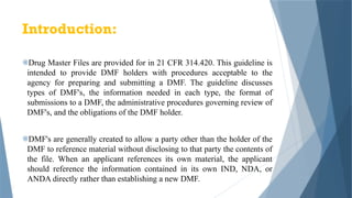 Drug Master File (DMF): Types, Format, Submission Process & Regulatory ...
