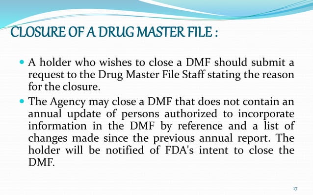 DMF Drug Master File | PPTX | Pharmaceutical Industry | Industries