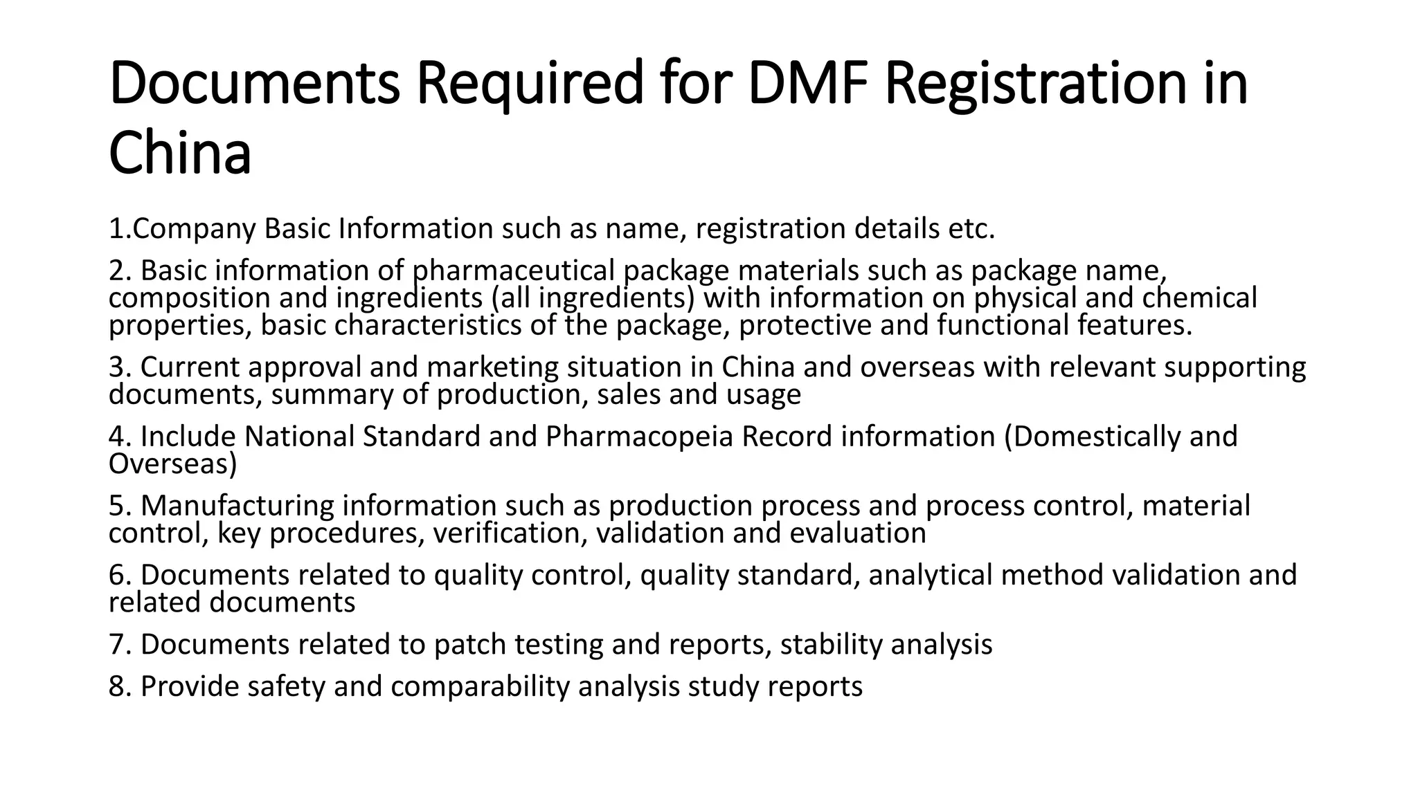 DMF Registration in China - Artixio | PPTX
