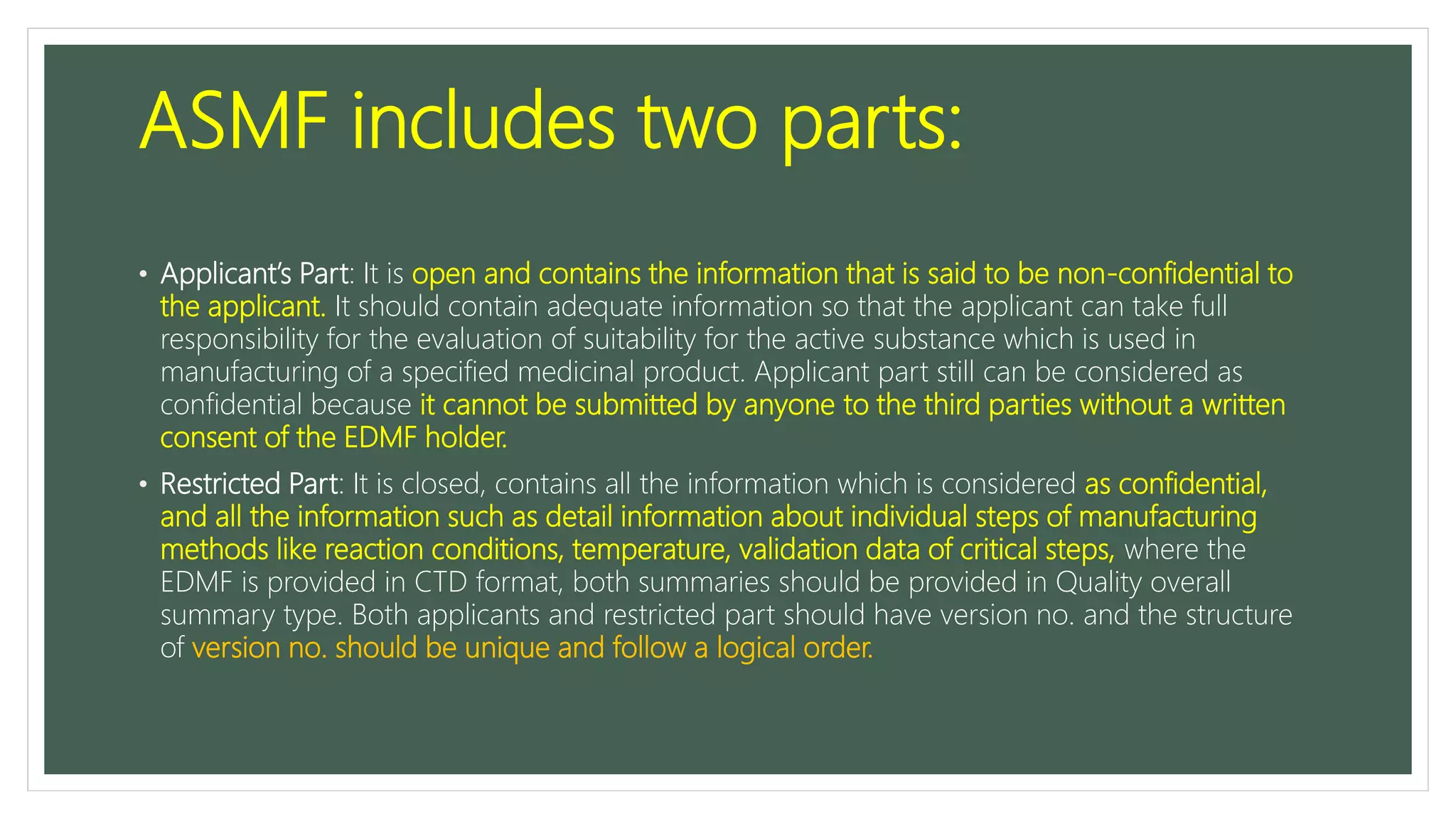 Dmf filing in US , Canada and Europe | PPTX