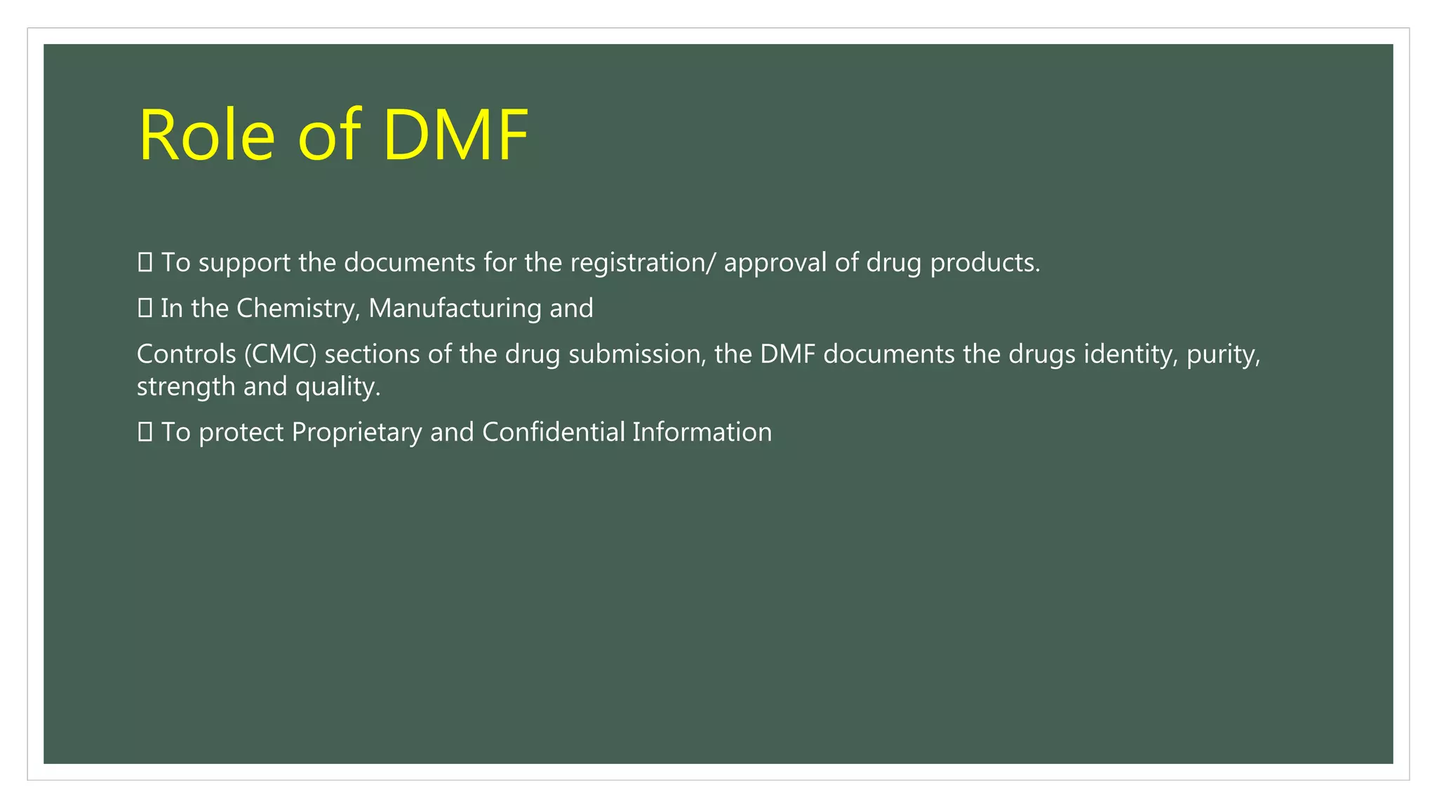 Dmf filing in US , Canada and Europe | PPTX