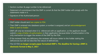 Dmf filing in US , Canada and Europe | PPTX