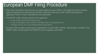 Dmf filing in US , Canada and Europe | PPTX