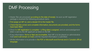 Dmf filing in US , Canada and Europe | PPTX