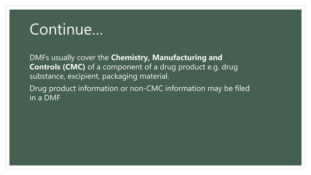 Dmf filing in US , Canada and Europe | PPTX | Pharmaceutical Industry ...