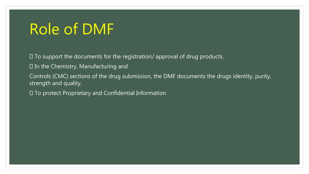 Dmf filing in US , Canada and Europe | PPTX | Pharmaceutical Industry ...