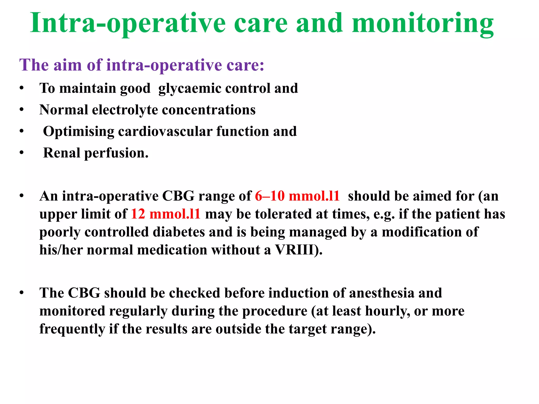 DIABETES MELLITUS- Preop, Intraoperative management and considerations ...