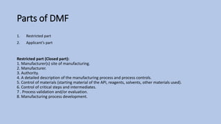 Drug Master File (Regulatory Affairs) PPT | PPTX