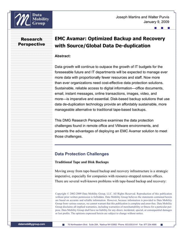 Dmg emc-avamar-optimized-backup-recovery-dedupe[1] | PDF