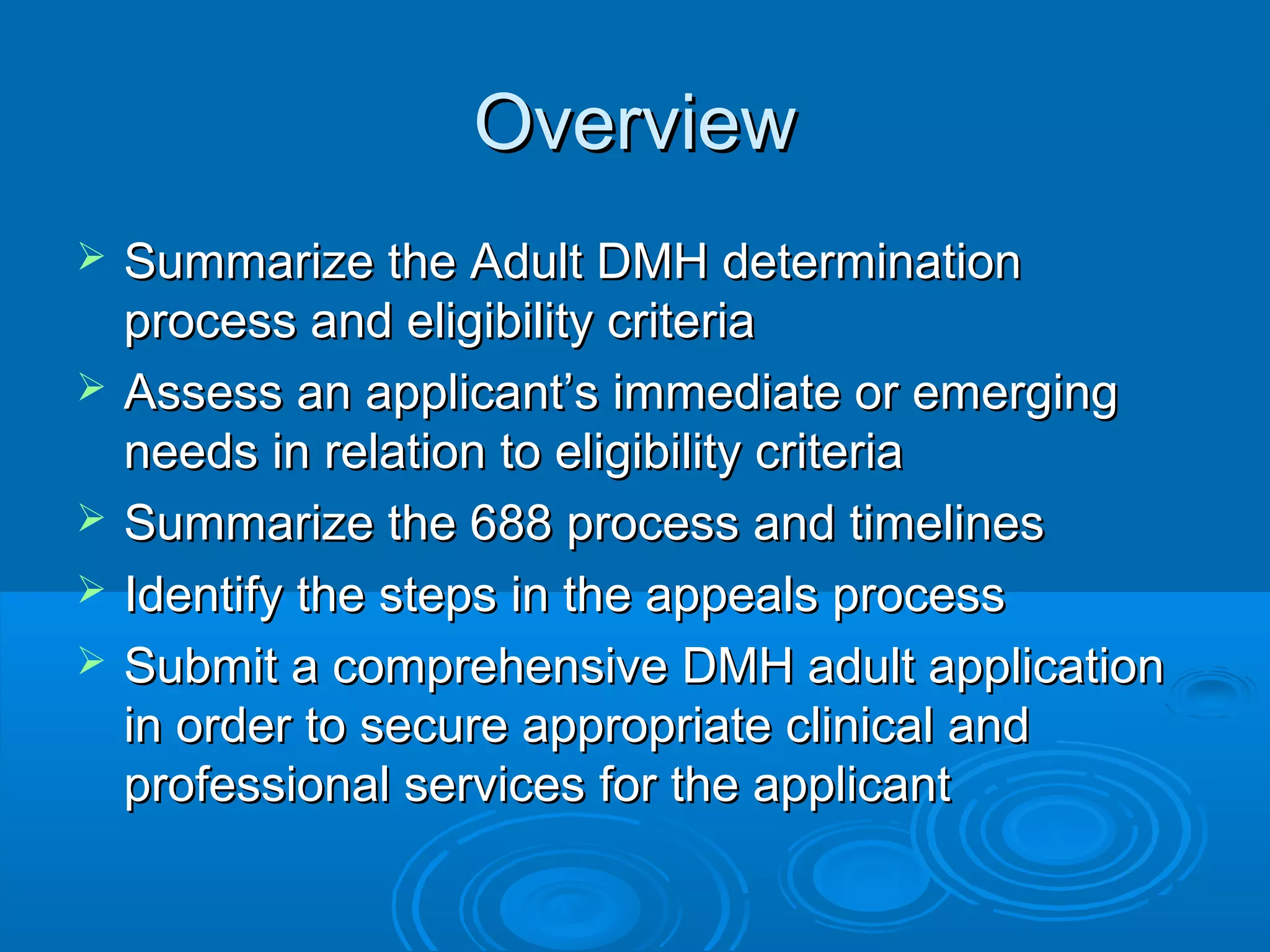 How to Apply for DMH Services | PPT