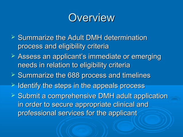 How to Apply for DMH Services | PPT