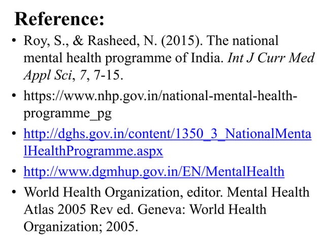 District Mental Health Programme (DMHP) | PPTX | Mental Health ...
