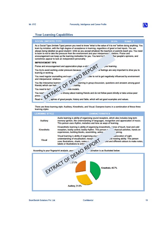 Dermatoglyphics MI Analysis Report_Demo | PDF