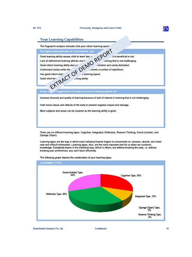 Dermatoglyphics MI Analysis Report_Demo | PDF