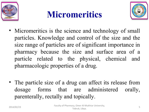 Micromeritics | PPT | Chemistry | Science