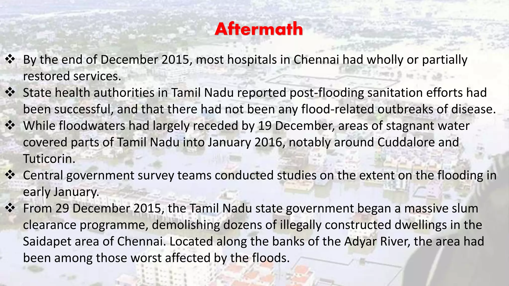 Disaster Management in Chennai Floods (2015) | PPTX
