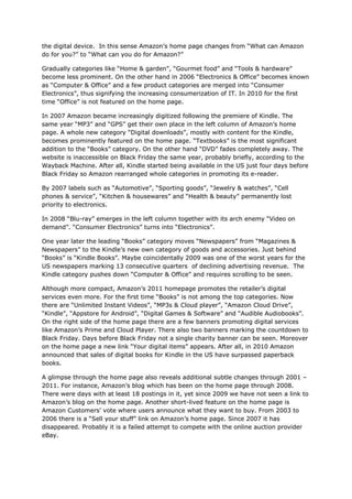 Evolution of Amazon's home page on Black Friday 2001 - 2011 | PDF