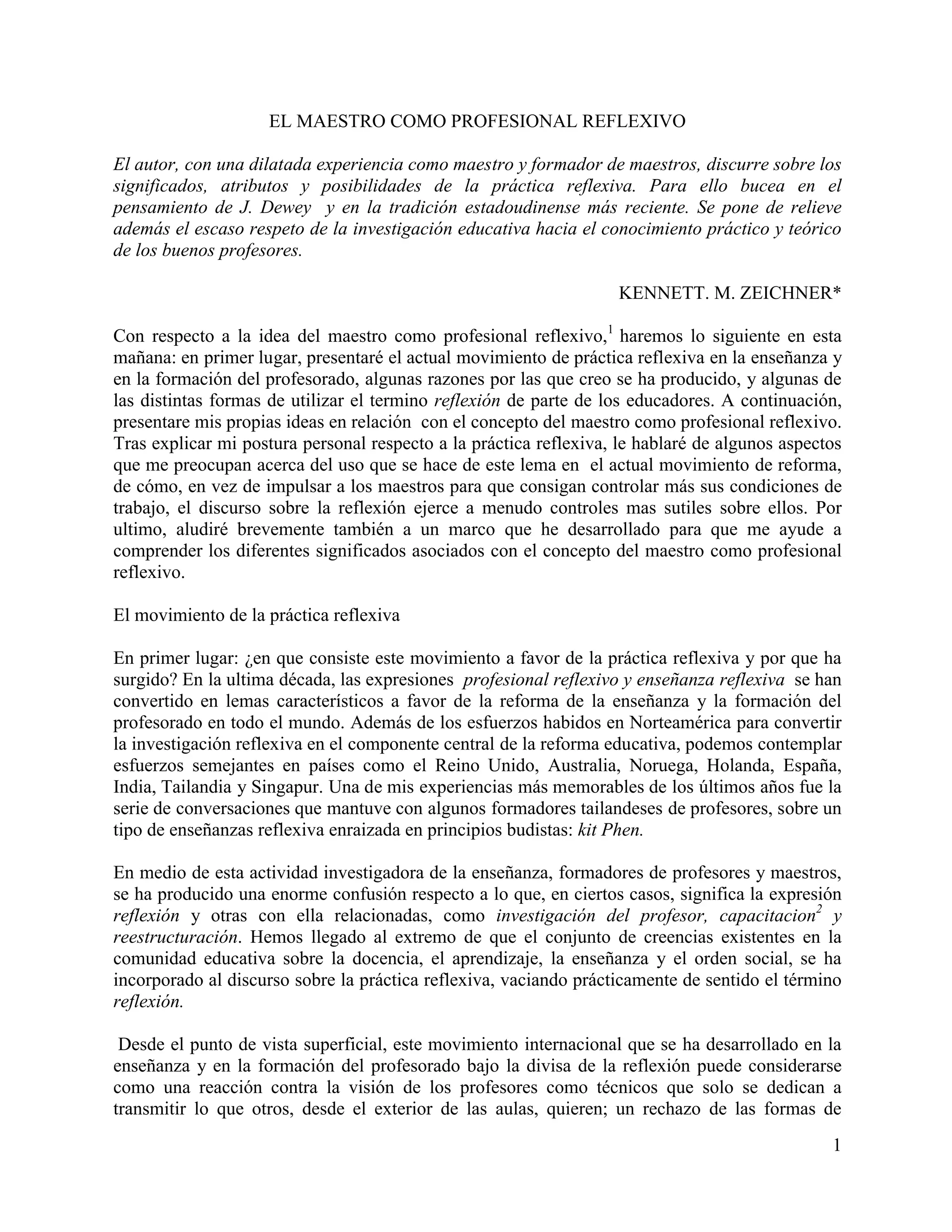 El maestro reflexivo | PDF
