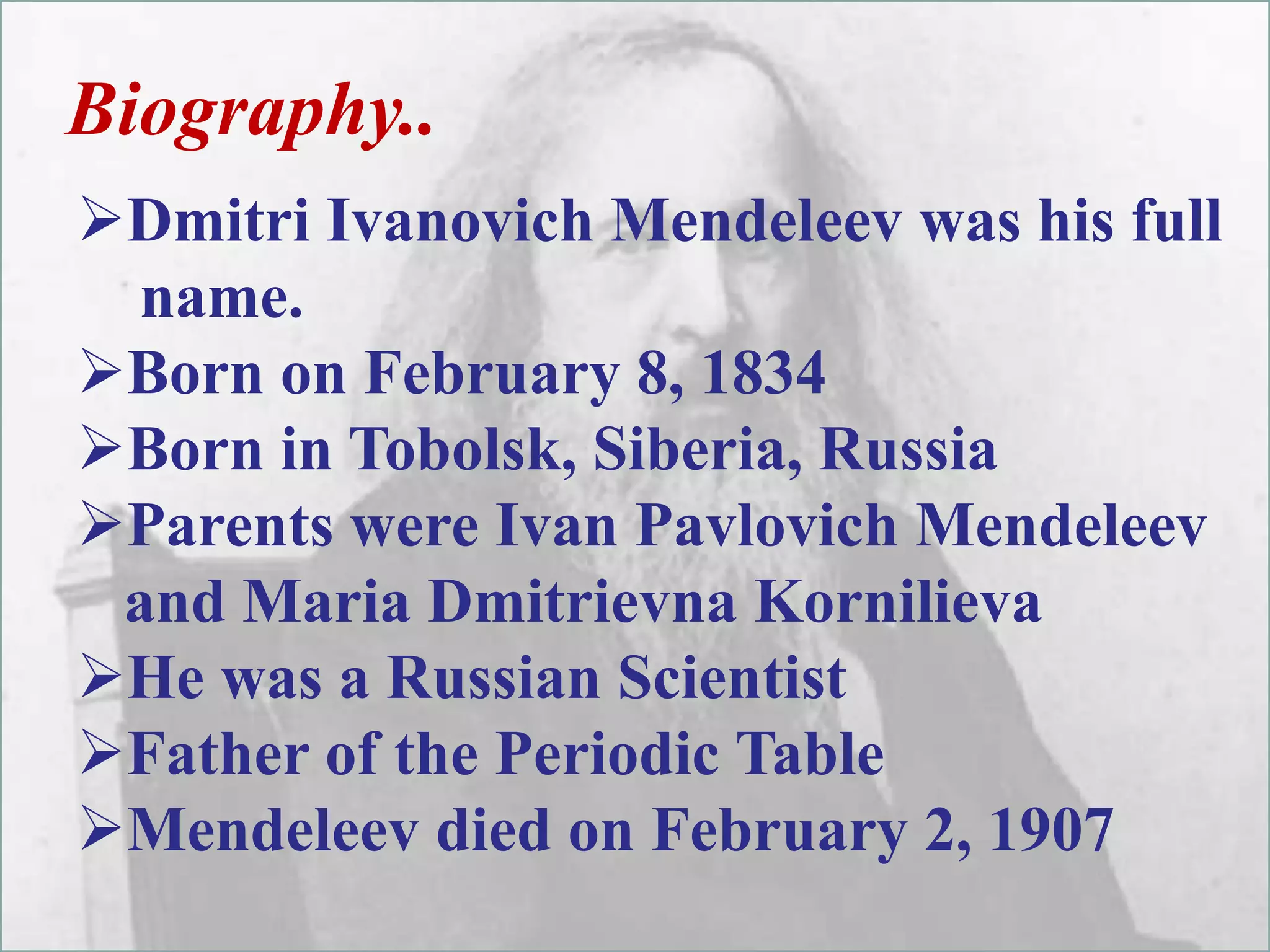 Dmitri mendeleev ppt | PPTX