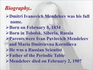 Dmitri mendeleev ppt | PPTX