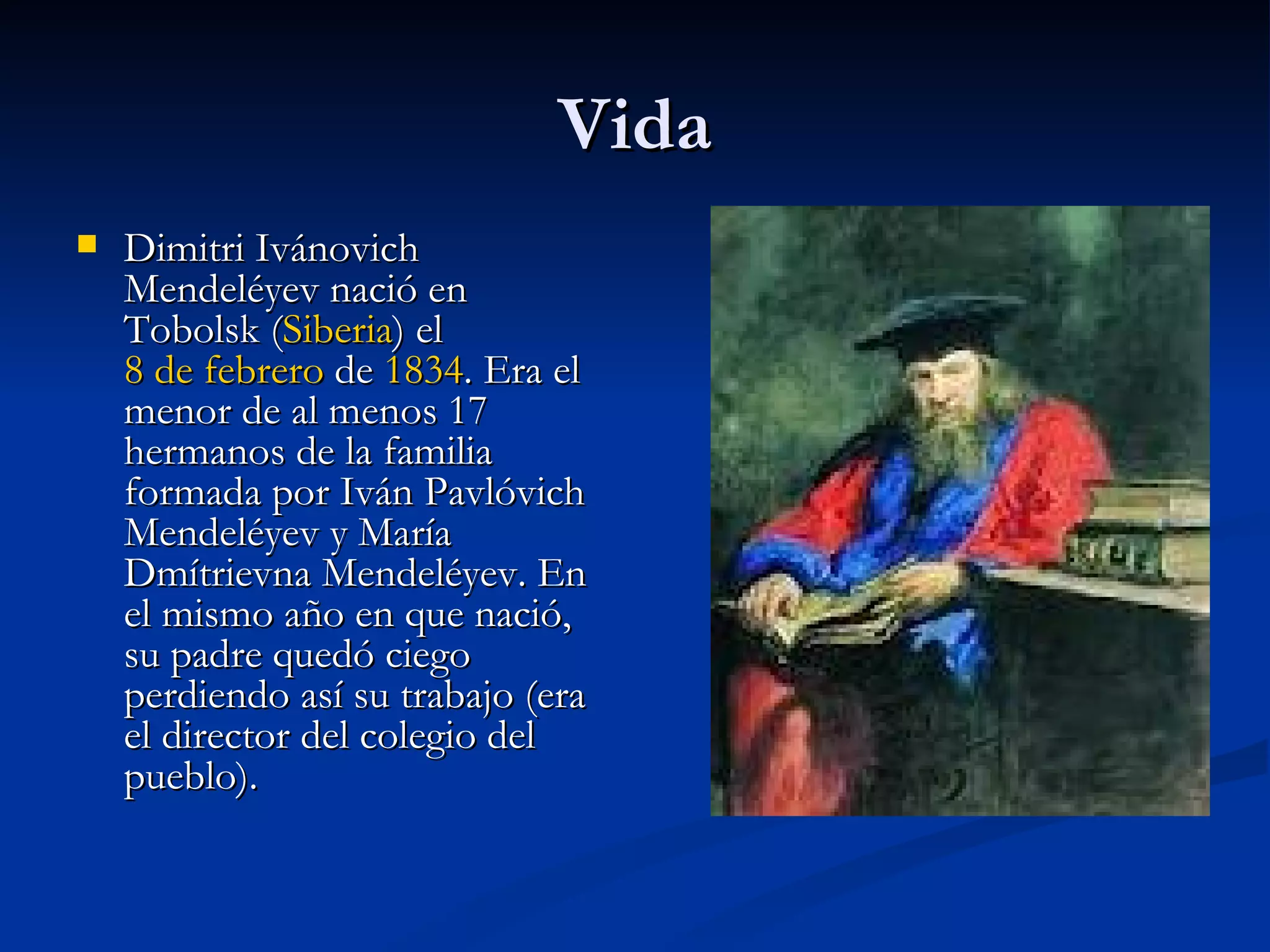 Dmitri mendeléyev | PPT | Chemistry | Science