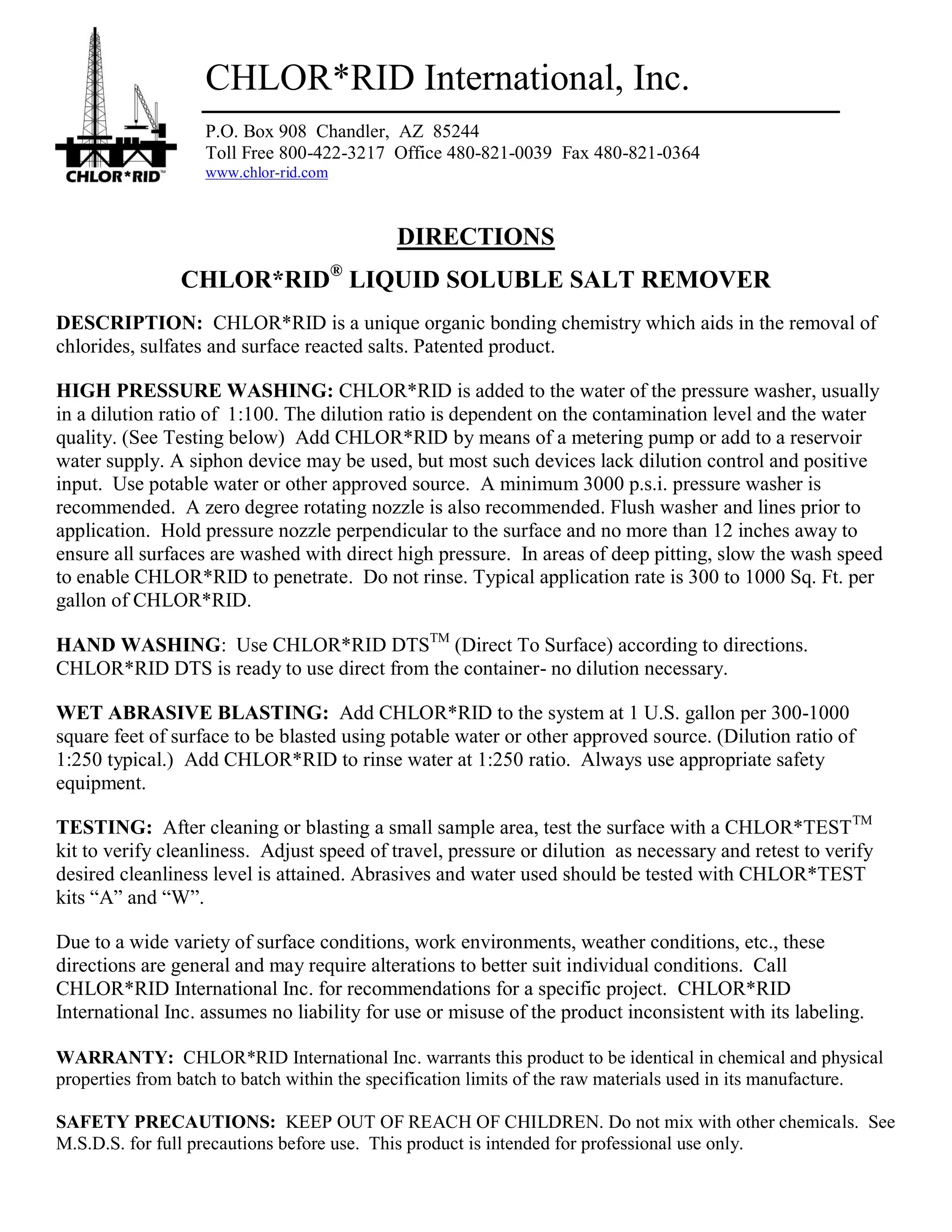 Chlorrid directions | PDF