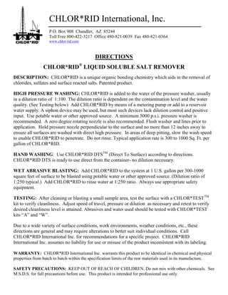 Chlorrid directions | PDF