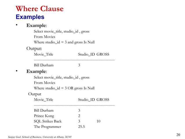 data manupulation with sql algebra with different commands | PPT