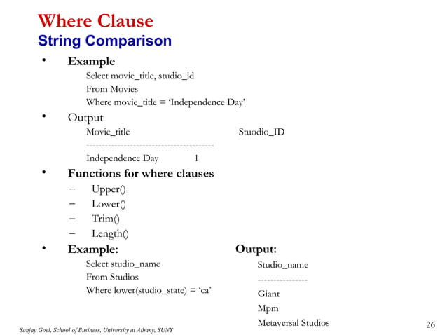 data manupulation with sql algebra with different commands | PPT