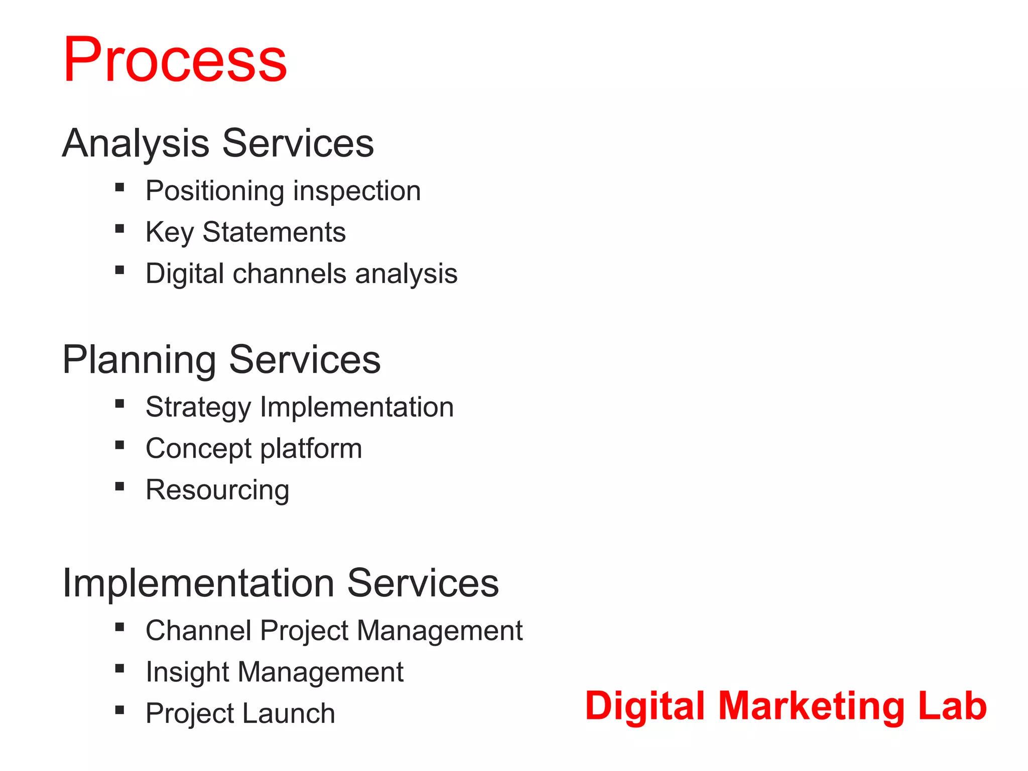 Digital Marketing Lab - Services | PPT