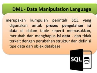 Basis Data - Pengenalan DML dan DDL | PPT