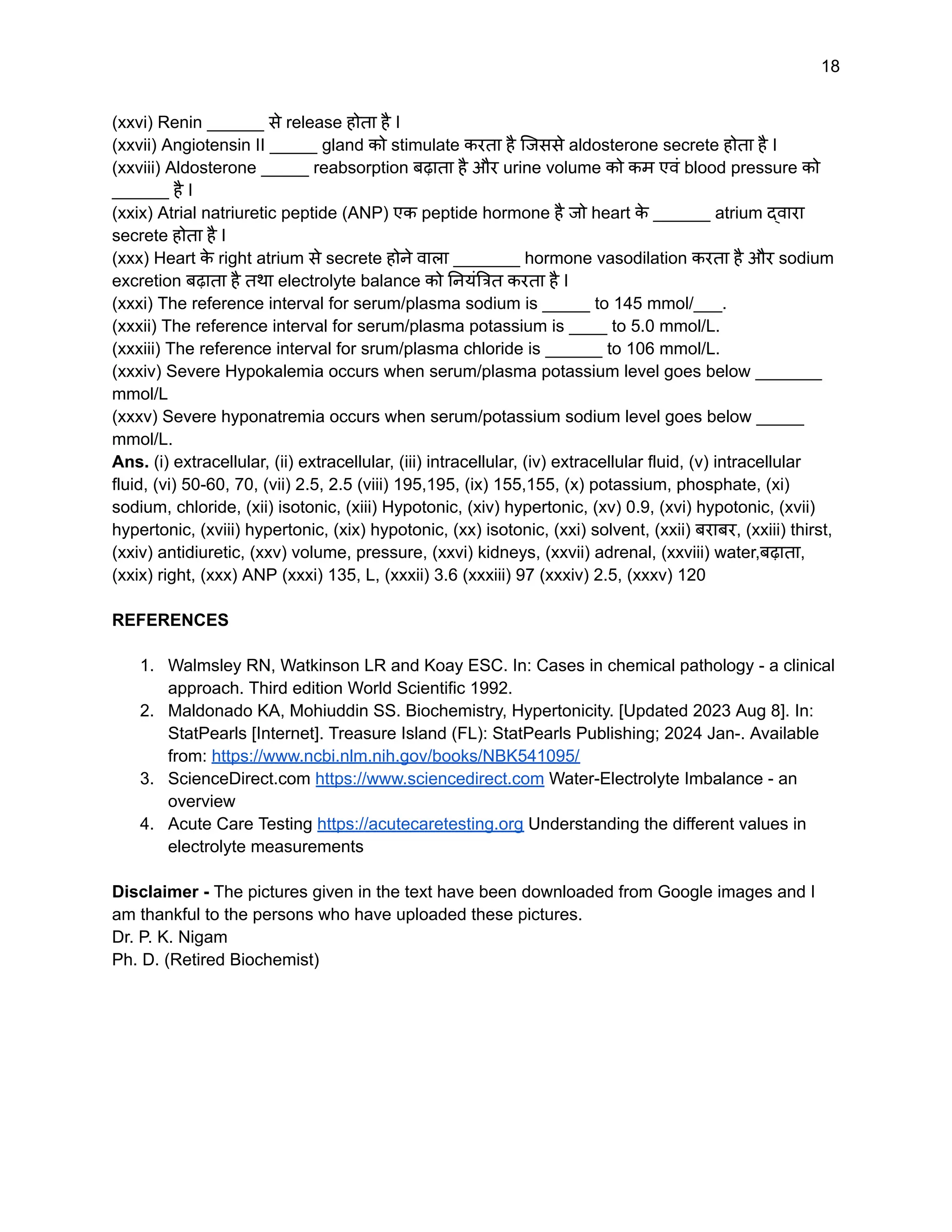 DMLT (2nd Year) : Body fluids, Electrolytes and Water balance - Some ...