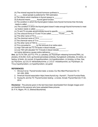 DMLT (2nd Year) : Thyroid Function Tests - Some basic concepts (U. P ...
