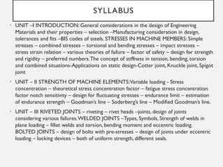 design of machine elements and members in mechanical engineering | PPTX