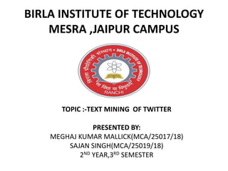 Text Mining of Twitter in Data Mining | PPTX