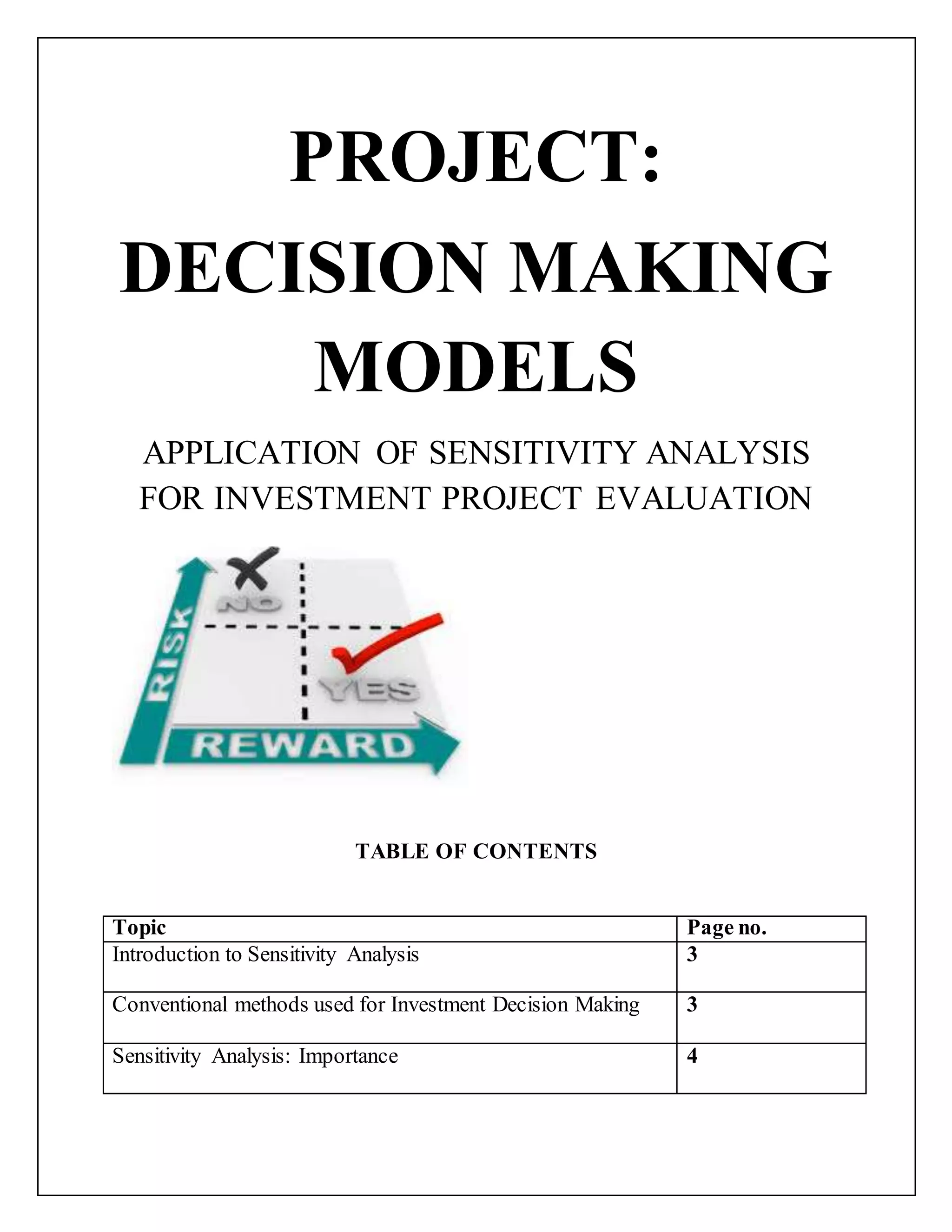 Decision making models project | DOCX
